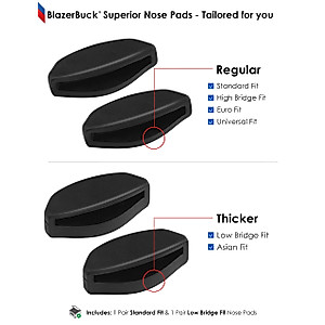 BLAZERBUCK Replacement Nose Piece Pads for Oakley Top Knot OO9434/Side Swept OO9445/HSTN OO9464/Wildrye OO9230 Sunglasses - Black