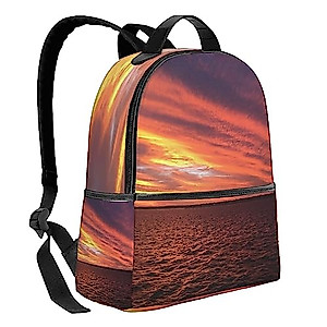 OPSREY Hervey Bay Sunset Cruise Print Backpack Laptop Bag Multiple Pockets Casual Travel Shoulder Bag For Men Women