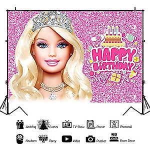 Withu Pink Backdrop for Girls Lady Women Birthday Party Sparkle Cake Table Decor Photoshoot Studio Video Photography Background Banner Photo Props