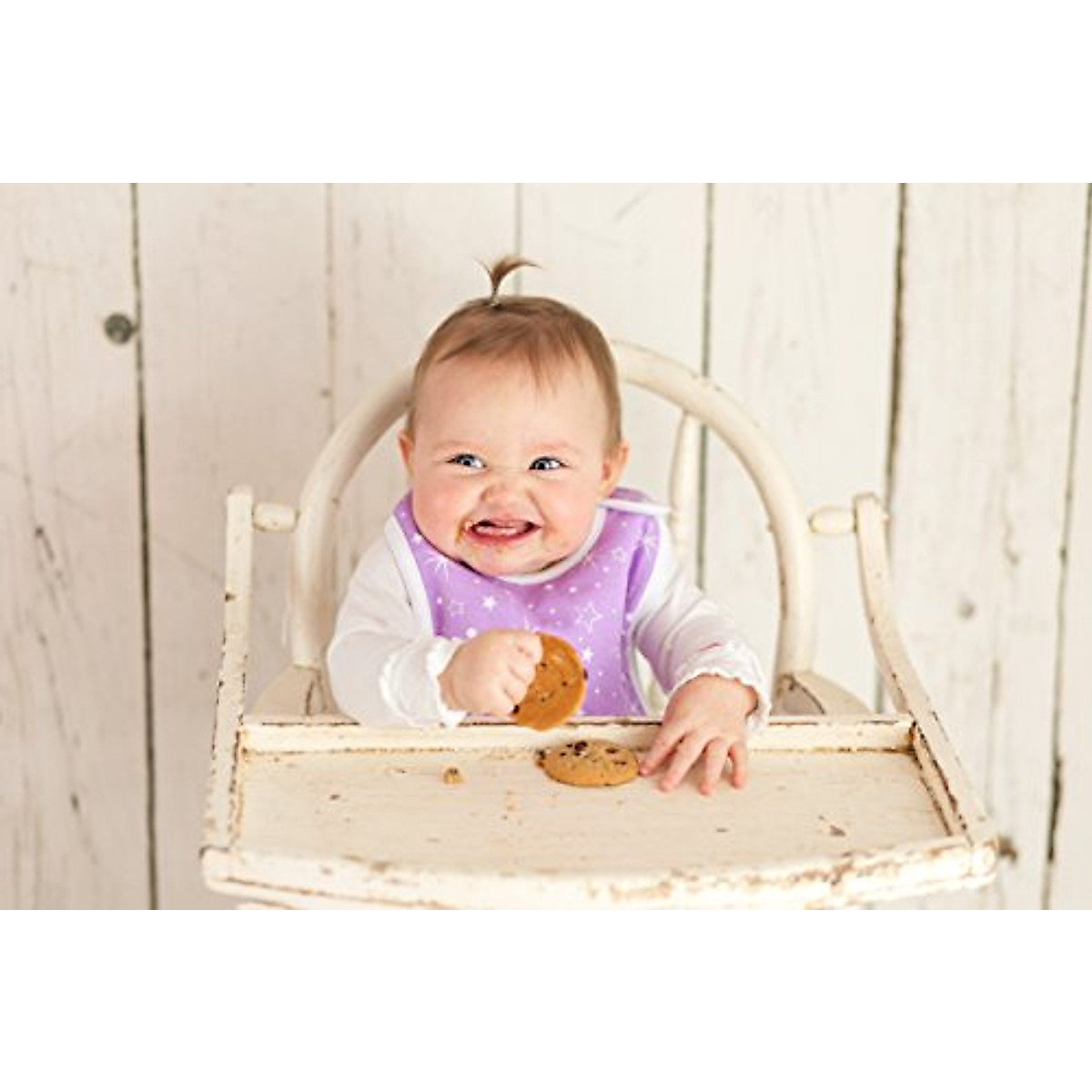 KUDL Baby Bibs Extra LARGE Toddler, Burp Cloth, Absorbent Feeding Reflux Drool Teething, Side Snap Button Unisex 4-Pack Gift Set for Boys and Girls