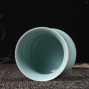 Teacups 5.5oz Porcelain Coffee Cups for Tea and Beer Chinese Celadon(Sky Blue)