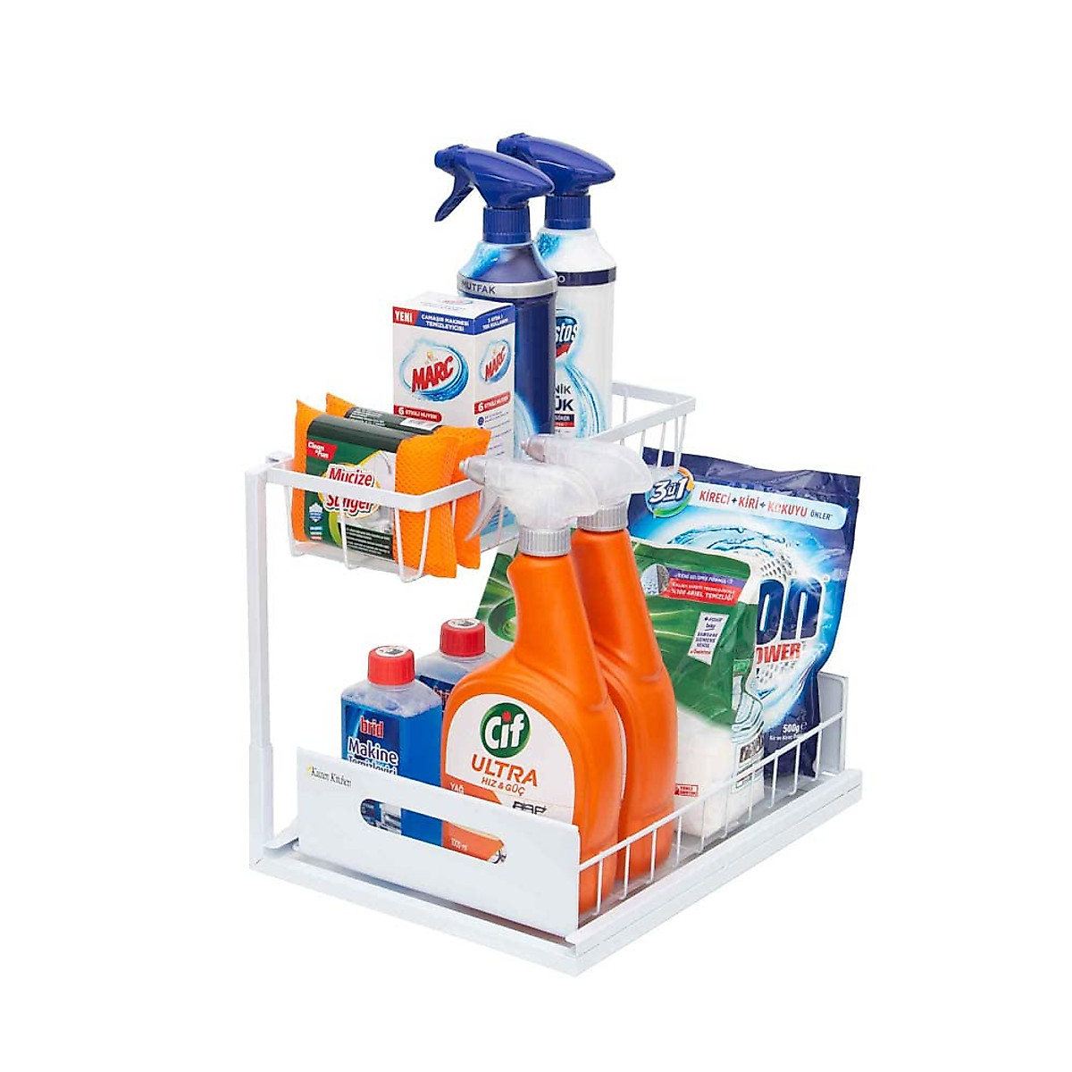 Under Sink Organizers and Storage - Under Sliding Cabinet Basket Organizer Drawer - Makeup Organizer - Kitchen Sink Organizer - Bathroom Organizer - Pull Out Cabinet Organizer (WHİTE)