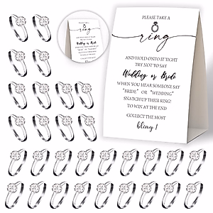 Put a Ring On It,Don't Say Bride or Wedding Game,Bridal Shower Games 50 Guests,Minimalist Bridal Shower Game,Engagement Party,Bachelorette Decorations for Party,Bridal Shower Favors-L6