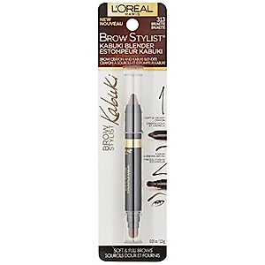 L'Oreal Paris Brow Stylist Kabuki Blender Brow Crayon, Brunette, 0.05 oz.