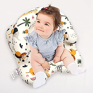 Dad-baby 4-in-1 Baby Lounger,Baby Seat,Tummy Time Pillow&Seated Support, Pillow Support for Newborn and Older Babies,Detachable Support Infant Floor Seat, Newborn Essentials & Baby Registry Search