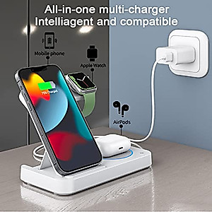 3 in 1 Wireless Charging Station for Apple Devices, Wireless Charger iPhone That Can Simultaneously Charge Cell Phones, Watches, and Headphones, Charging Station for Multiple Devices Apple