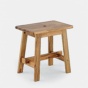 Acacia Wood Stool Rectangle Top Chairs Best Ideas End Tables for Sofas Sub-Stool for Living Room Bedside Strong Weight Capacity Upto 350 LBS, Natural Color