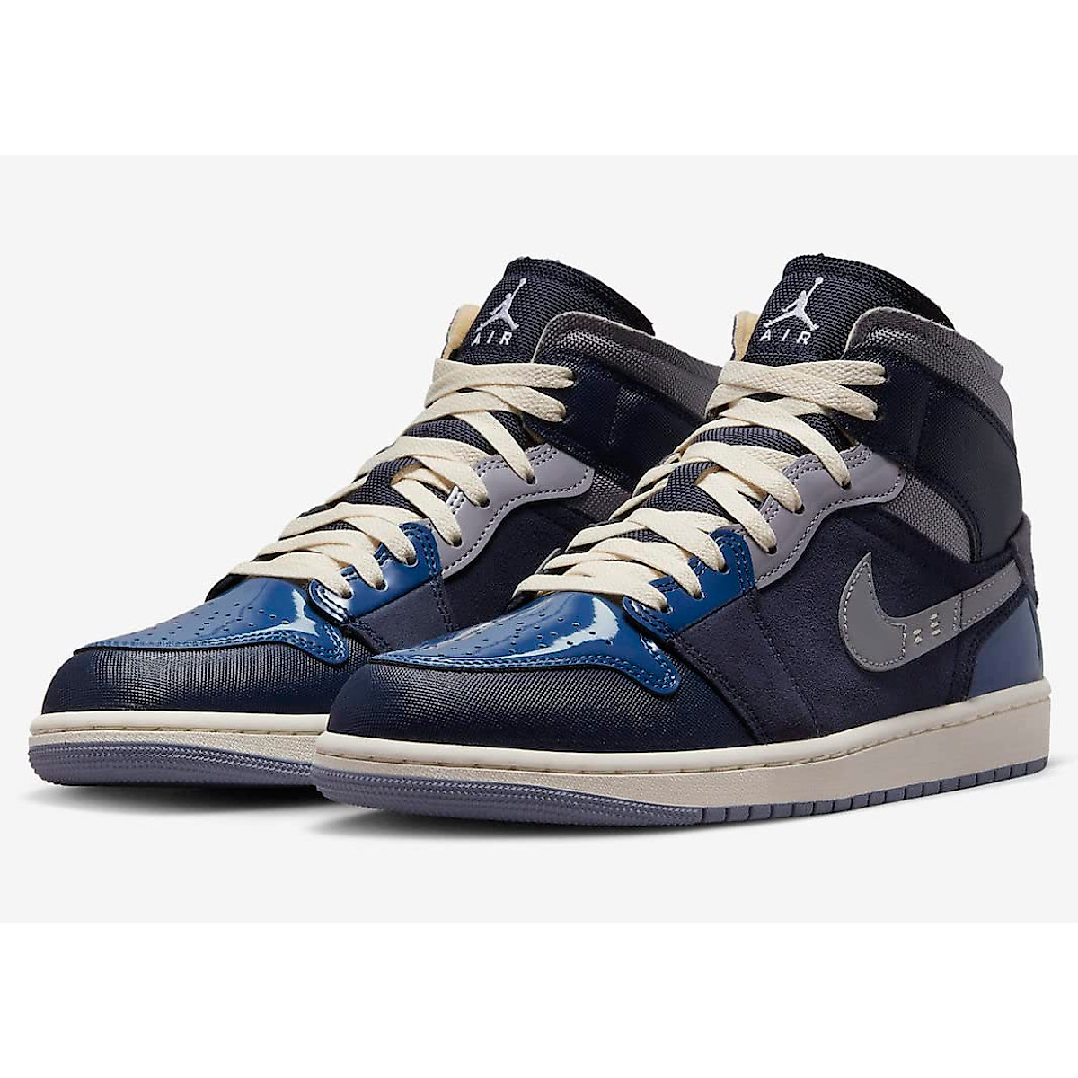 Jordan mens 1 Mid Se Craft Shoes, Obsidian/White-french Blue, 9.5