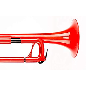 PINSTRUMENTS pBugle Plastic Kids Musical Instrument - Fun and Affordable First Trumpet Instrument for Beginners or Students - Detachable 7C Mouthpiece - Lightweight Durable ABS Construction - Red