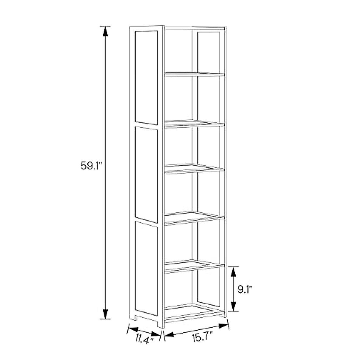 MoNiBloom Narrow 6 Tier Bookcase, Bamboo Tall Freestanding Display Storage Shelves Collection Decor Furniture for Home Living Room Kitchen, Brown