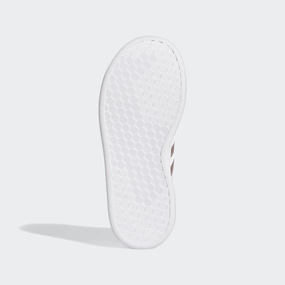 adidas Kids’ Grand Court K Sneaker, White/Copper Metallic/Glow Pink, 2 M US Little Kid