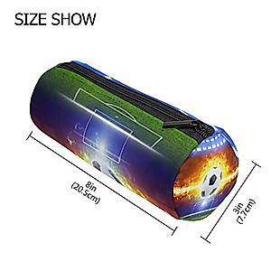 Soccer Burning Ball Pencil Case Pen Bag Holder Pouch, Sport Football Pencil Bag with Zipper Stationery Organizer Bag Cosmetic Makeup Bag Purse for Kids Girls Boys School Adults Office Supplies