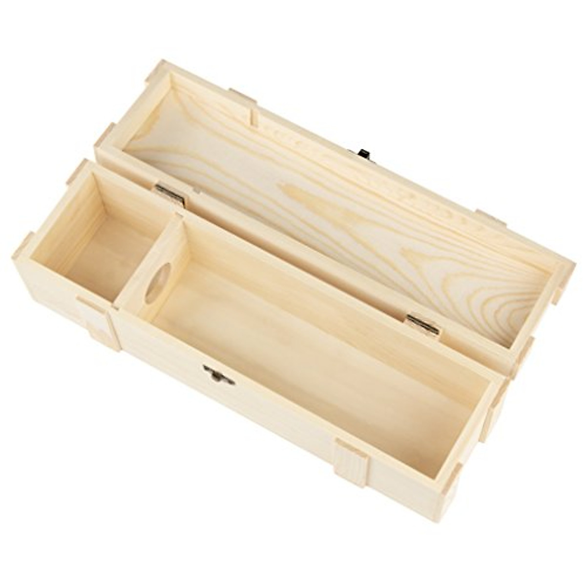 Juvale Wooden Wine Box - Single Wine Bottle Wood Storage Gift Case, Hinged with Clasp Box for Birthday Party, Housewarming, Wedding, Anniversary (13.82 x 3.98 x 3.94 in)