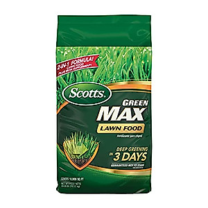 Scotts Green Max Lawn Food - Lawn Fertilizer Plus Iron Supplement Builds Thick, Green Lawns - Deep Greening in 3 Days - Covers 10,000 sq. ft.