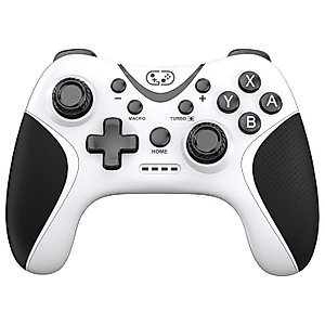 Upgraded Switch Pro Controller, Wireless Switch Controller for Switch/Lite/OLED, Pro Controller Switch Support Macro/Turbo/Wake-up Function, Switch Wireless Controller with Non-slip Grips (White and Black)