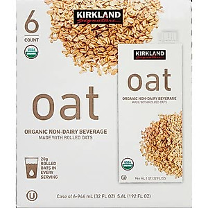 Kirkland Signature Oat Organic Non-Dairy Beverage - Made With Rolled Oats - 2g Rolled Oats in Every Serving - Ready Set Gourmet Donate a Meal Program - 2 Pack (192 Fl oz. Each)