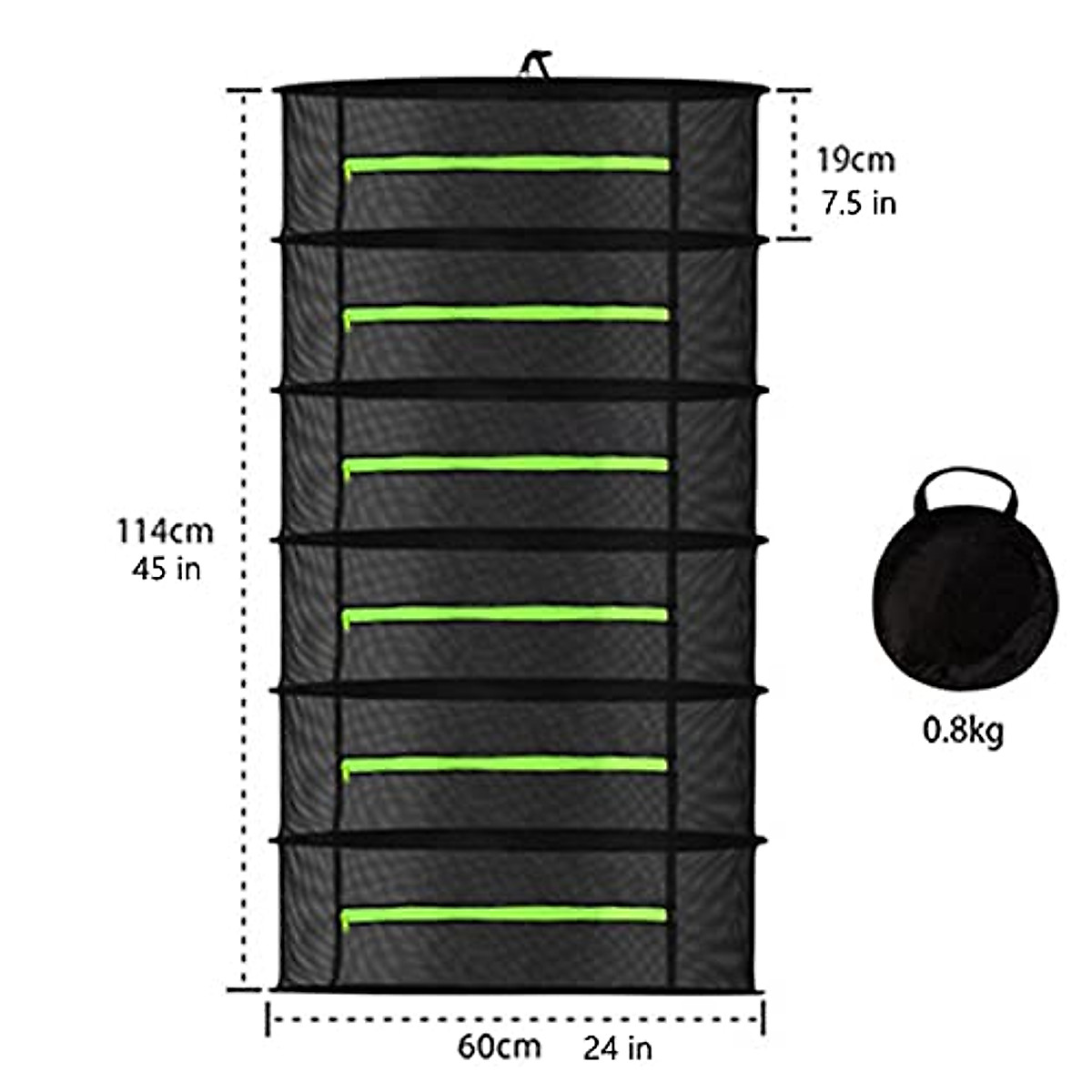 Shencai Herb Drying Net Rack,4 or 6 Layers Mesh Hanging Plant Dry Net for Drying Beans, Herbs, Food, Plants, Petals /Green Zippers Hydroponics，Bonus Hook (6 Layers)