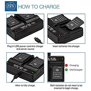 BM Premium 2 EN-EL12 Batteries & Dual Charger for Nikon Coolpix A1000 B600 W300 A900 AW100 AW110 AW120 AW130 S6300 S8100 S8200 S9050 S9200 S9300 S9400 S9500 S9700 S9900 P330 P340 KeyMission 170, 360