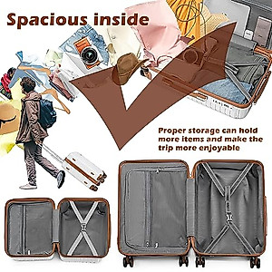 Somago 22x14x9 Carry On Luggage 20 Inch Suitcase with Cosmetic Case Lightweight Hard Shell Luggage PC Suitcase with TSA Lock Airline Approved Luggage (White)