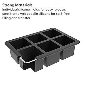 W&P Cup Cubes Silicone Freezer Tray with Lid, Charcoal, Makes 6 Perfect 1-Cup Portions, Freeze & Store Soup, Broth, Sauce, Leftovers, Dishwasher Safe