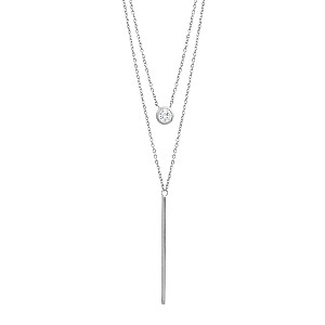 Silpada 'London Decker' Cubic Zirconia Layered Pendant Necklace in Sterling Silver, 17" + 2"