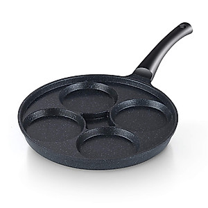 Cook N Home Marble Nonstick Egg Frying Pan, 4-Cup Cookware Pancake Pan Omelet Pan, Black