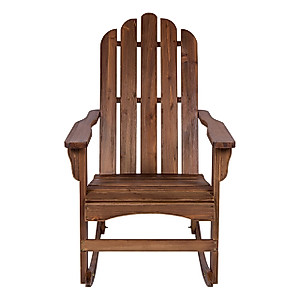 Shine Company Marina Adirondack Porch Rocker, Indoor Outdoor Wood Rocking Chair, Oak
