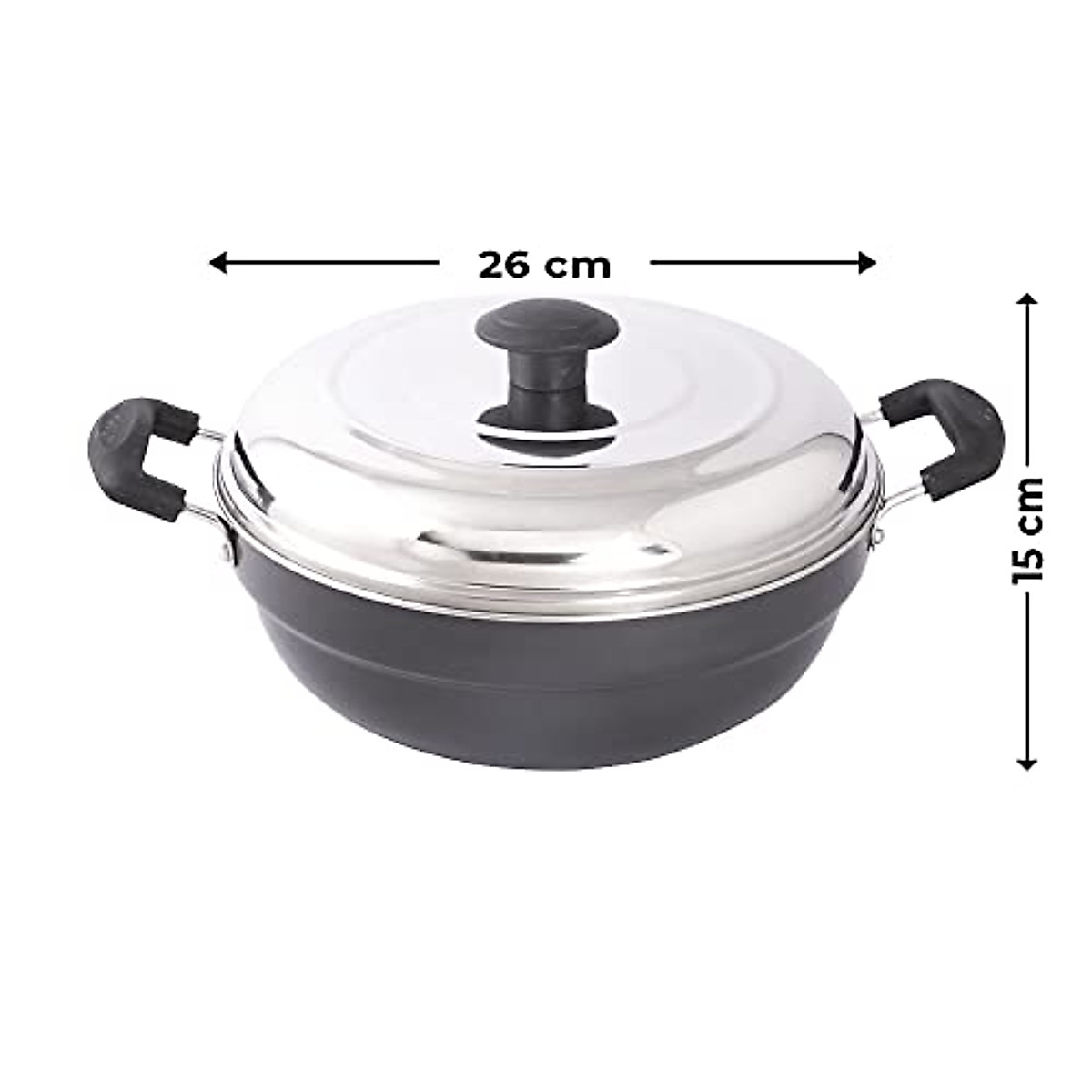 KSJONE All-in-One Hard Anodized Big Size Multi Purpose Idli Cooker and Steamer with Multi Kadai and 5 Plates 2 Idli Plates | 2 Dhokla | 1 Patra Plate