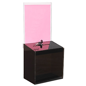 Displays2go Smoked Color Acrylic Collection Box with A Removable 9 x 11 Inches Header, Locking Lid and Mounting Holes, Sets of 2 (CB8511SMK)