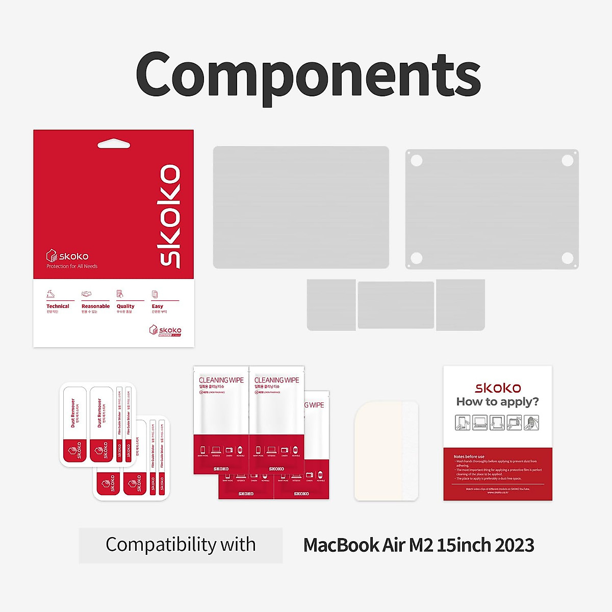 skoko [4 in 1 Full Body Protector Skin Film Compatible with MacBook Air 13 Inch 2021 M1 (A2337), Bubble Free,Similar to Screen Protector TPU Matte Film, Cover, Skins, Decals,Sticker