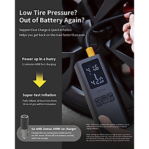 JOWUA Portable Air Compressor for Tesla & Tire Valve Caps ComboAir Compressor