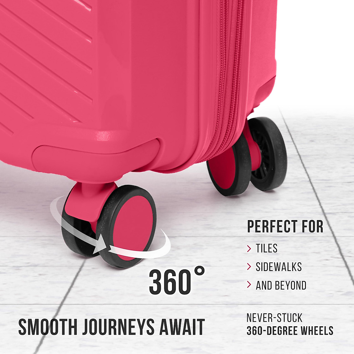 Feelway Travel 3-Piece Hard Side Luggage Set Durable, Expandable Design with 360° Double Spinner Wheels, TSA Lock, Telescopic Handle, Secure Zipper (Pink, Set of 3 (20", 24", 28"))