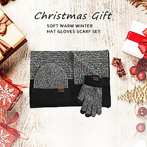 Winter Hats Scarf for Men with Touchscreen Gloves Warm Men's Scaves and Beanie Hat Themal Gloves Set