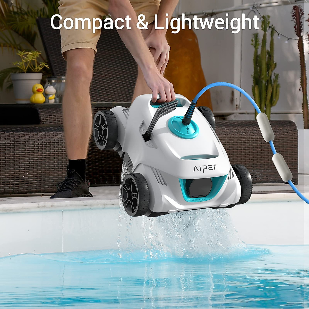 AIPER Robotic Pool Cleaner, Pool Vacuum for Above Ground Pools up to 33 Feet, Automatic Pool Vacuum with Dual-Drive Motors - Lightweight and Easy to Clean - Orca 800…