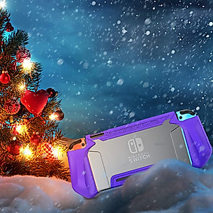 HEYSTOP Case Compatible with Nintendo Switch Case Screen Protector,TPU Protective Heavy Duty Cover Case for Nintendo Switch with Shock Absorption and Anti-Scratch (Transparent Purple)