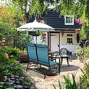 MFSTUDIO 2 Seats Outdoor Patio Swing Glider with Higher Backrest,Double Rocking Loveseat Chair with Comfortable Sling Mesh Fabric, Steel Frame,Blue