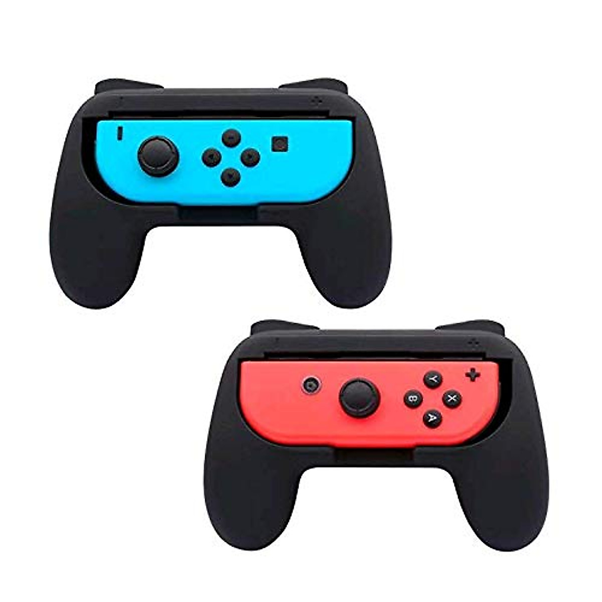 Beastron Racing Games Steering Wheel & Grips compatible with Switch, Joy-Con Steering Wheel & Grips, Black 4 Pack