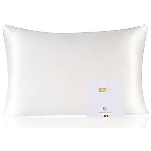 ZIMASILK 100% Pure Mulberry Silk Pillowcase for Hair and Skin Health,Soft and Smooth,Both Sides Premium Grade 6A Silk,600 Thread Count,with Hidden Zipper,1pc(Standard 20''x26'',White)