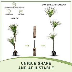 LYERSE 7ft Artificial Dracaena Tree in Plastic Nursery Pot - Tall Faux Ficus Lyrate Tropical Plants Fake Silk Tree - Artificial Trees for Office House Living Room Home Decor Indoor/Outdoor…