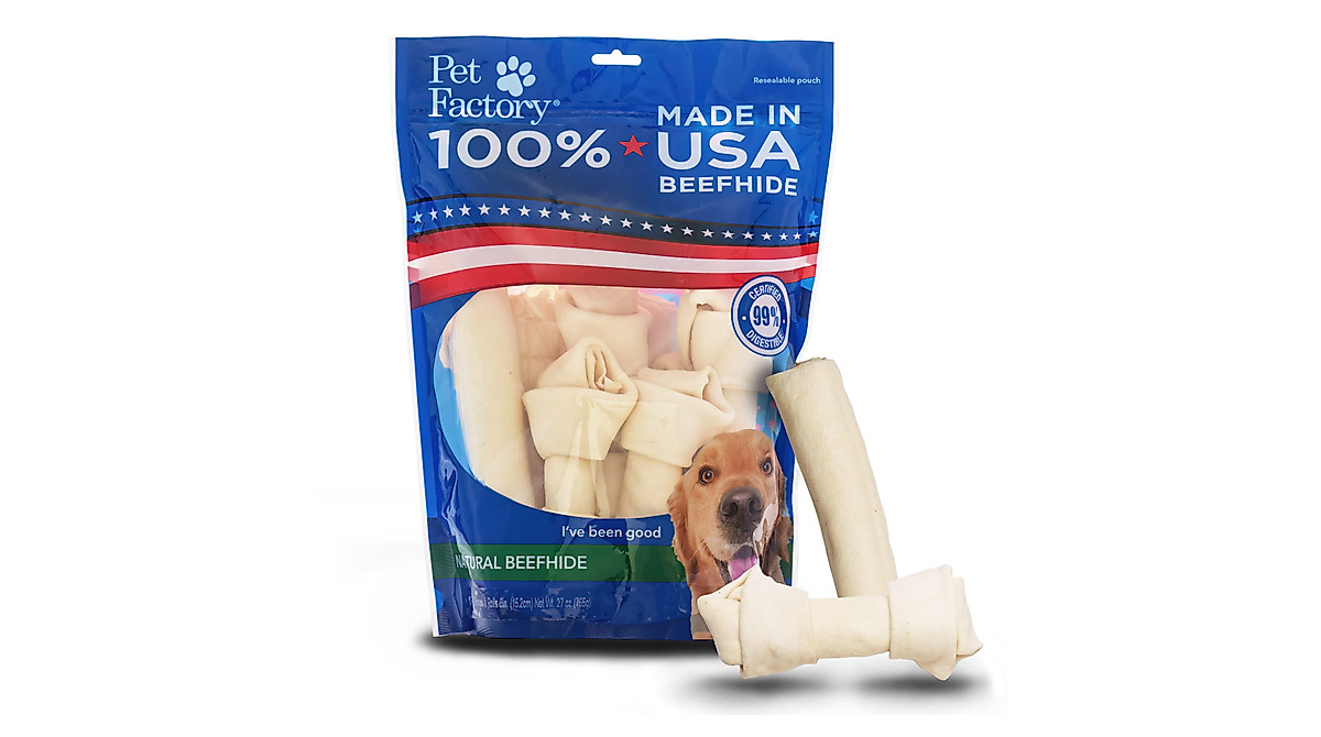 Pet Factory USA Beefhide Dog Chews | Natural Bones & Rolls