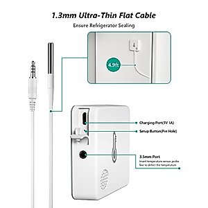 MOCREO ST5 WiFi Thermometer Freezer Alarm, Email Alert, App Notification, Data Logging Export, No Subscription Fee, Remote Wireless Temperature Sensor for Refrigerator, Freezer, Hot Tub (2 Pack)