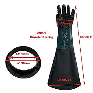 SHUNJIE Sandblasting Gloves 23.6" Rubber Gloves for Sandblaster Cabinets Sand Blaster Gloves Kits