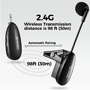 JCWY 2.4G Wireless Saxophone Microphone, Clip on Music Instruments Microphone, Wireless Receiver and Transmitter, for Saxophone and More