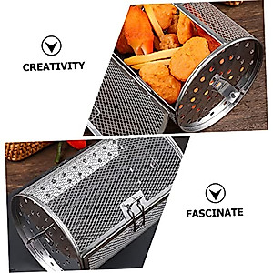 HANABASS Stainless Steel Grill Rotisseries & Roasters Rotisserie Grill Roaster Stainless Steel Oven Basket Oven Cage Deep Fry Basket Rotary Grilled Cage Barbecue to Rotate Kitchen Supplies
