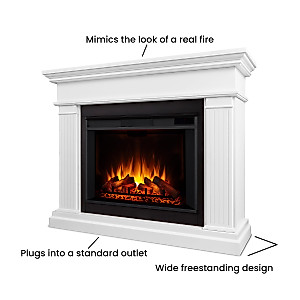 Real Flame Centennial Grande Electric Fireplace, Free-Standing with Mantel & Real Wood Finish - 6 Flame Colors, 5 Brightness Levels