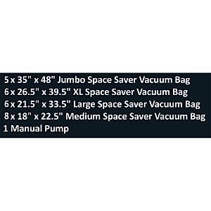 Home-Complete 25 Vacuum Storage Bags-Space Saving Air Tight Compression-Shrink Down Closet Clutter, Store, Organize Clothes, Linens, Seasonal Items