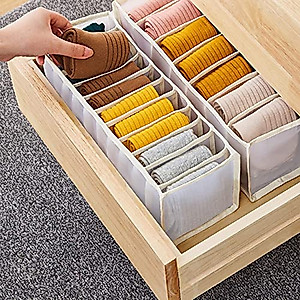 Washable Drawer Organizer Nylon Mesh Fabric Closet Organizer for Underwears Pants T-shirts (White-4pc for Underwear/Sock)