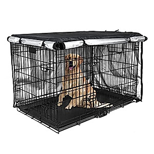 Dog Crate Cover 36 inch - Double Door, Dog Kennel Indoor, Waterproof Dog Kennel Cover with Air Vent Window, for Indoor/Outdoor Most Wire Dog Crate(Black)
