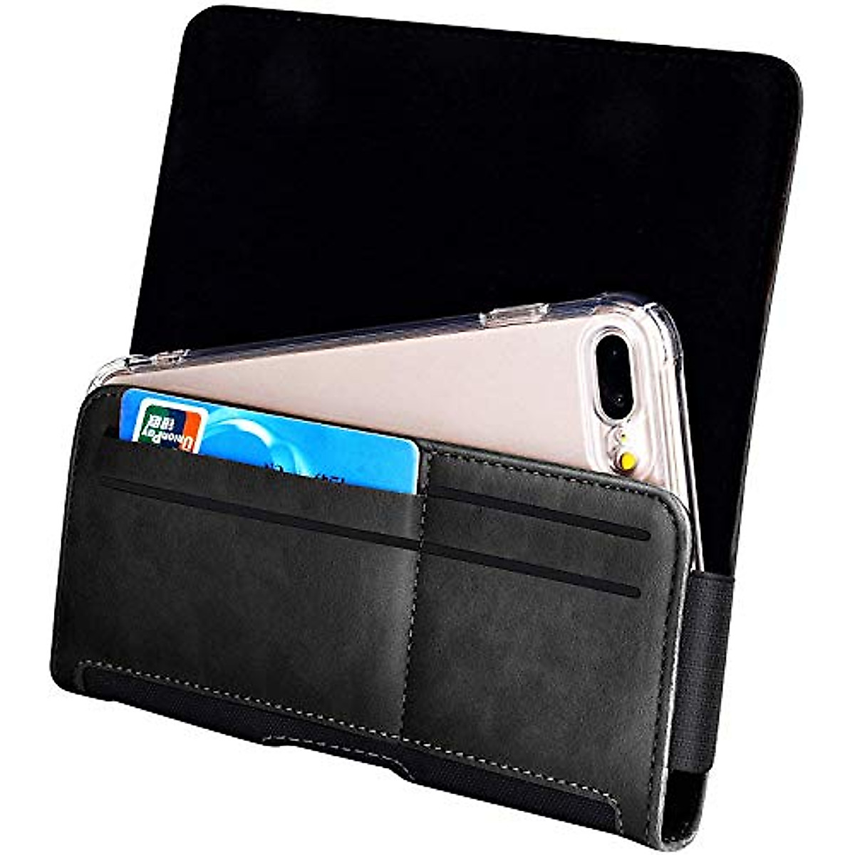 Mopaclle Phone Holster for Samsung Galaxy S21 FE 5G/ S23 Plus/ S8+ S9+ S10 Plus/ A02s A03s A04s A72 A73 5G/ iPhone Xs Max/ 14 Pro Max, Leather Cell Phone Belt Case with Belt Clip Holder Pouch, Black