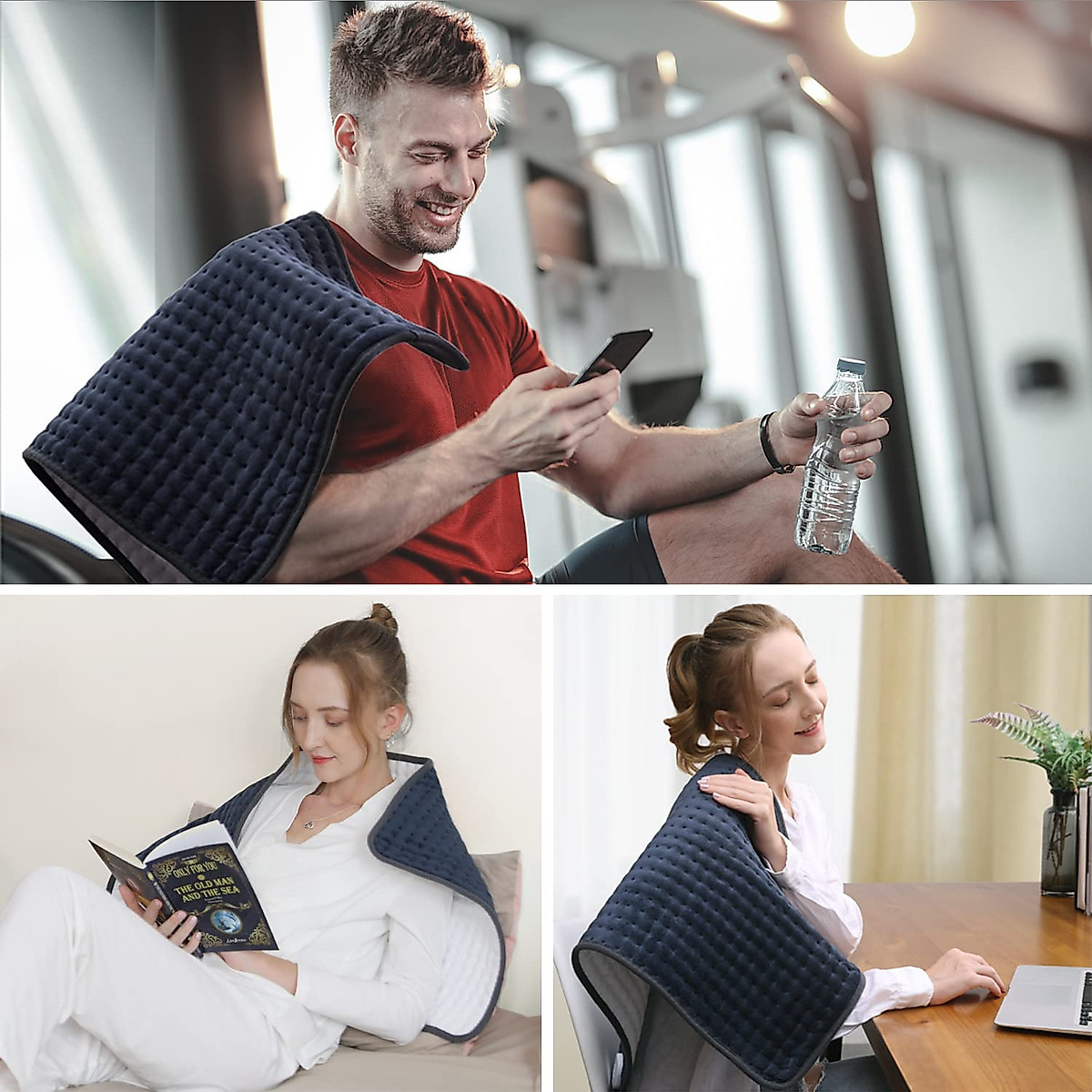 OKK Heating Pad for Back, 33" x 17" Portable Electric Heating Pads for Cramps Neck Shoulders Knee Leg Pain Relief, King Size Heat Pad with 6 Heat Levels & Auto Shut Off, FSA HSA Eligible